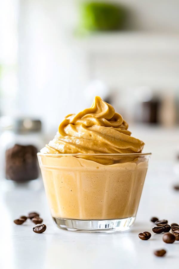 A Small Glass Filled with Coffee Pudding Topped with Whipped Cream ...