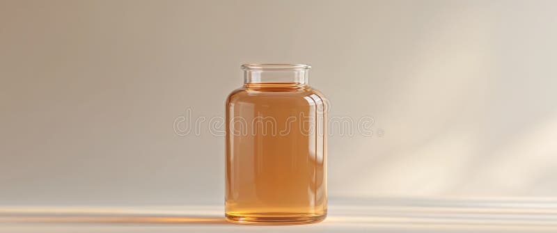 A Small Glass Jar Filled with Amber Colored Liquid Stock Image - Image ...
