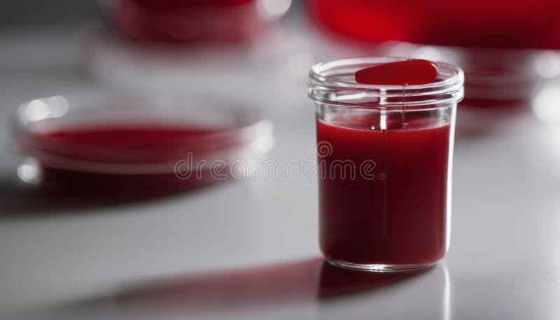 A Small Glass Jar with a Red Substance in it Stock Illustration ...