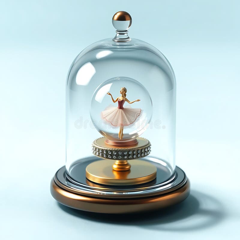A Small Glass Music Box with a Spinning Ballerina Inside Stock ...