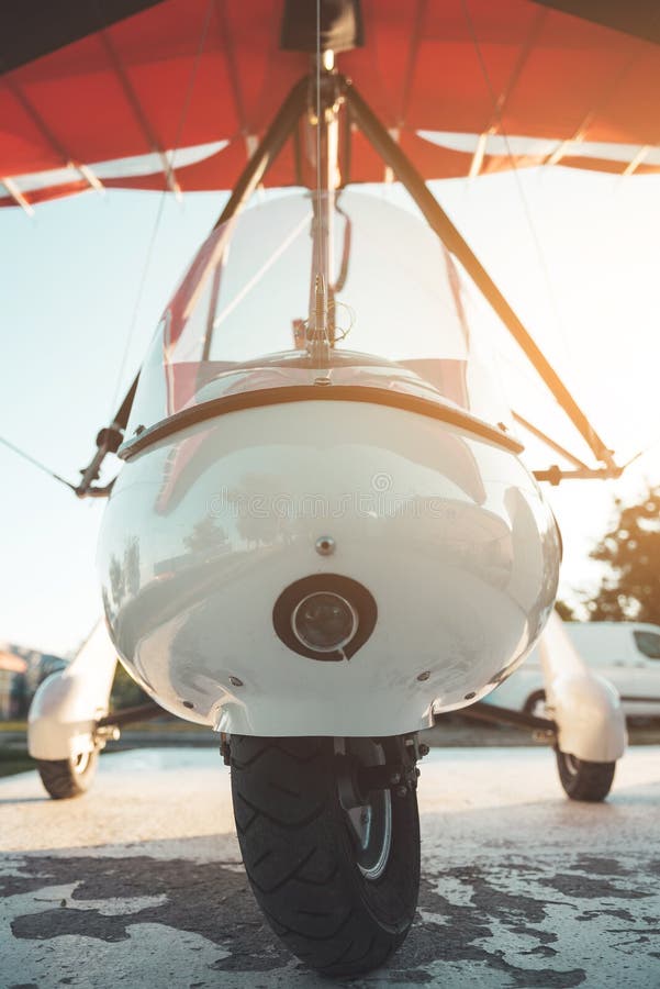 Small Glider Plane Parked Close Up Frontal View Stock Image - Image of ...