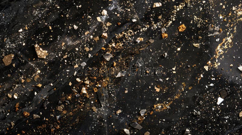 Small Glittering Flecks of Gold and Silver Embedded in a Black Granite ...