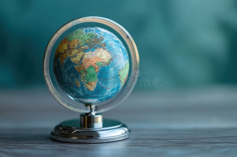 A Small Globe Displaying Detailed Continents and Oceans Placed on a ...