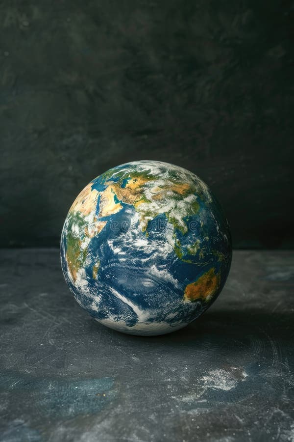 A Small Globe of the Earth Sits on a Black Surface Stock Photo - Image ...