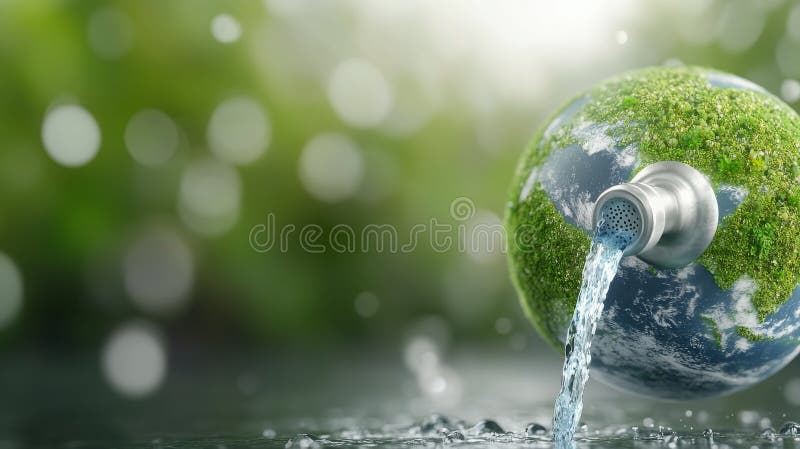 A Small Globe with Greenery and Water Flowing, Symbolizing ...