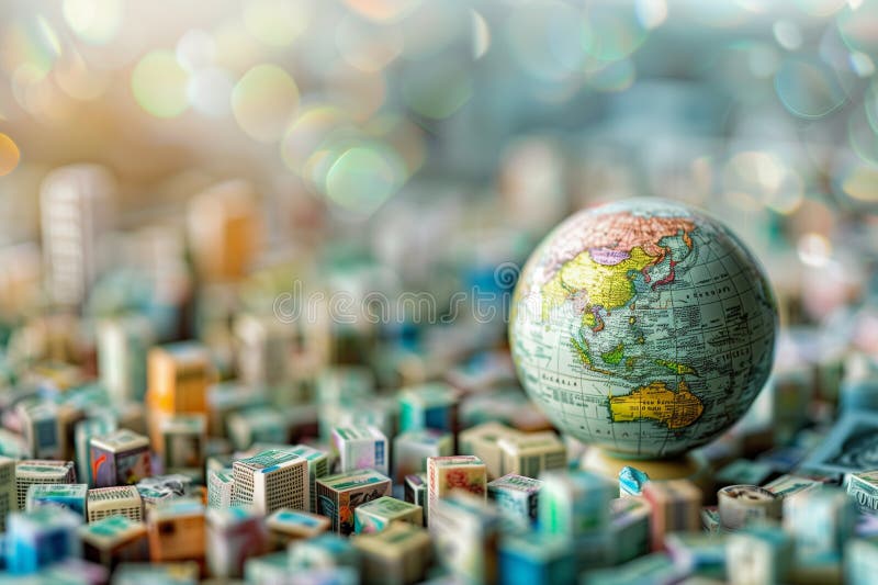 Small Globe on Pile of Buildings Stock Image - Image of concept ...