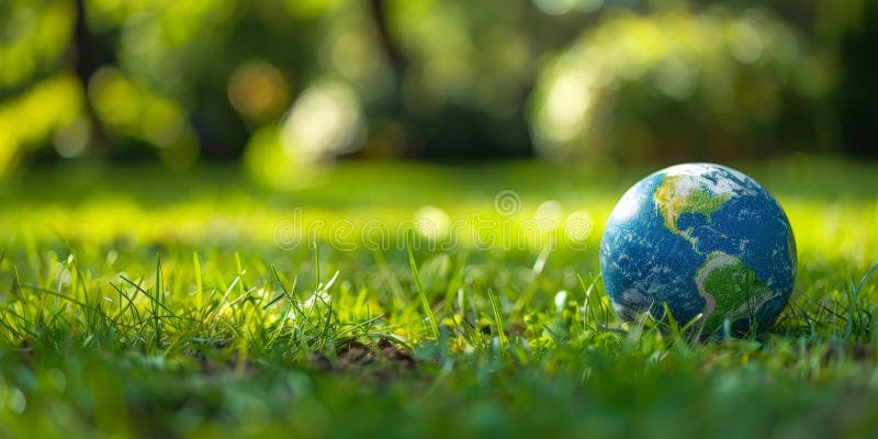 Small Globe Representing Earth Placed on Green Grass, Symbolizing ...