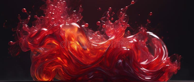 Small Glowing Red Water Drops. Coloring Water Splash with Black ...