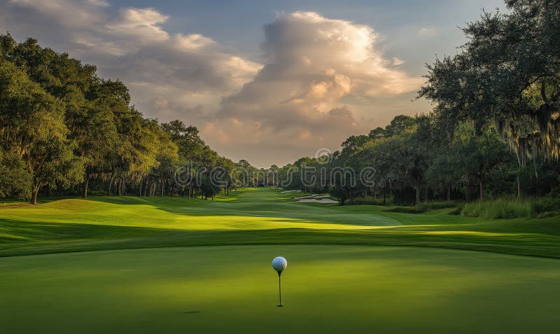 A Small Golf Ball Rests Peacefully on the Green of a Beautiful Golf ...