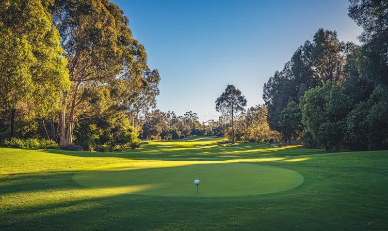 A Small Golf Ball Rests Peacefully on the Green of a Beautiful Golf ...