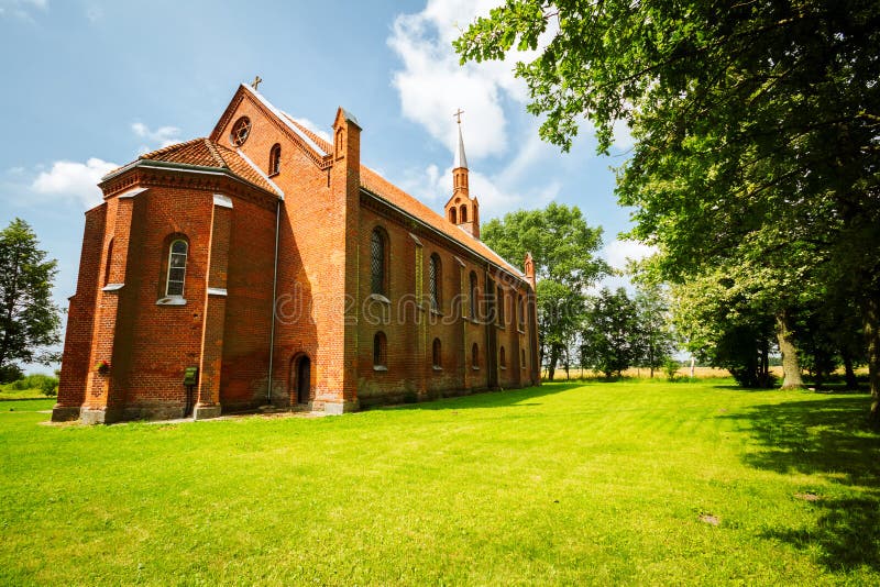 Small Gothic Church in a Polish Village Stock Photo - Image of brick ...