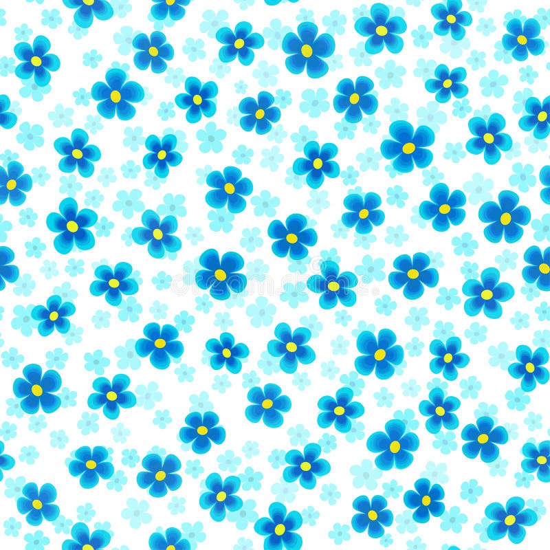 Small Gradient Blue Flowers on White Background. Randomly Seamless ...