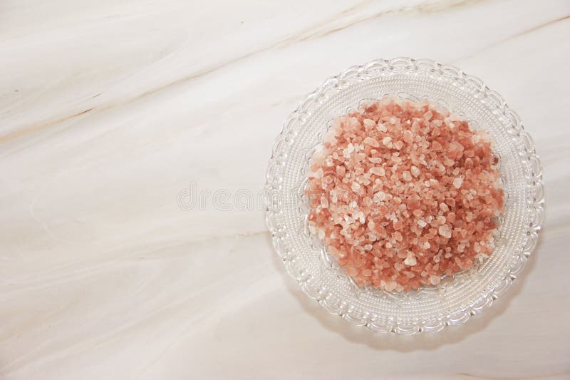 Small Granules of Natural Himalayan Salt in Decorative Plate Stock ...