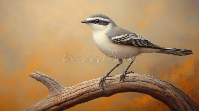 Small Gray Bird Perched on a Branch Stock Illustration - Illustration ...
