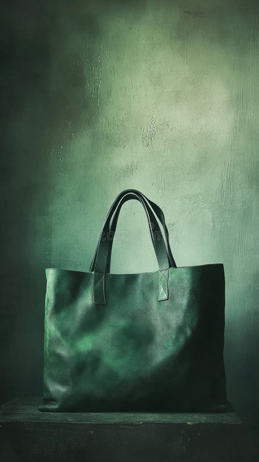 Small Green Bag Placed Surface Wooden Table Stock Photos - Free ...