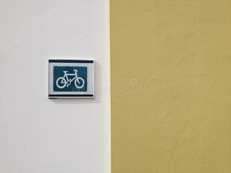 Bicycle Parking Sign on Wall Stock Image - Image of wall, yellow: 335581845