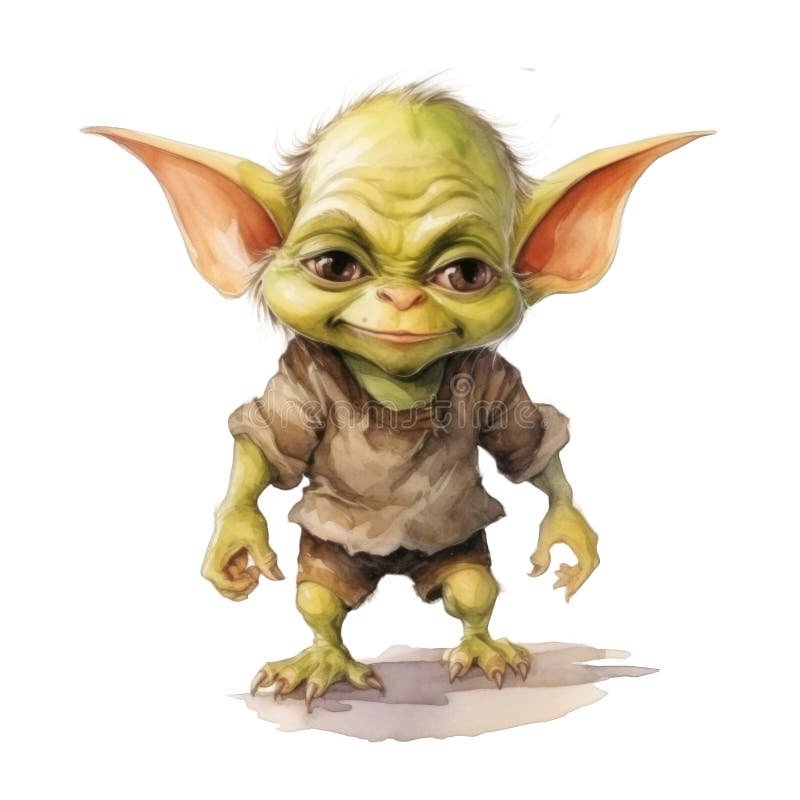 A Small Green Creature with Big Ears and Claws Stock Illustration ...