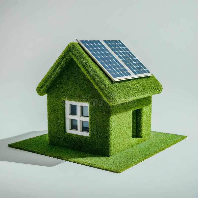 Small Green Eco House with Moss Covered Stock Photo - Image of drawing ...