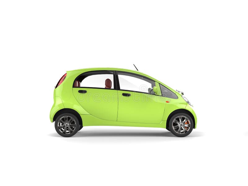 Small Green Electric Modern Car - Side View Stock Illustration ...