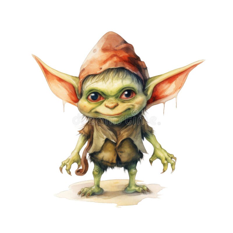 A Small, Green, Goblin-Like Creature with Large Ears and Claws Stock ...
