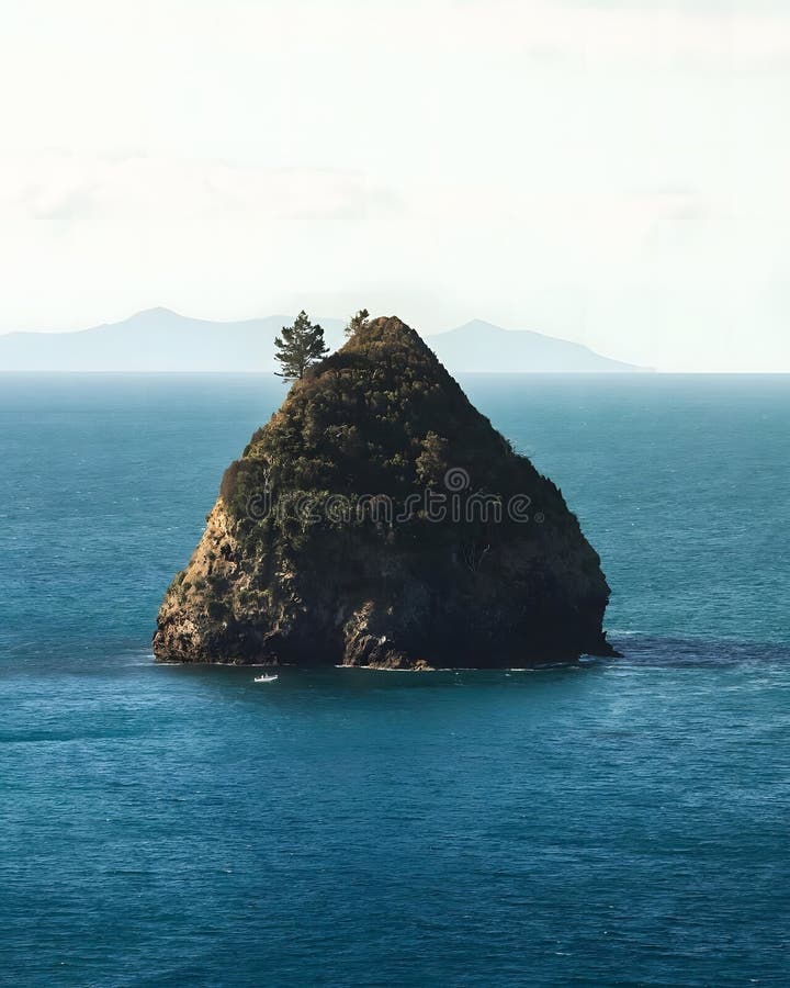 Small Green Island in Deep Sea Stock Image - Image of islet, ancient ...