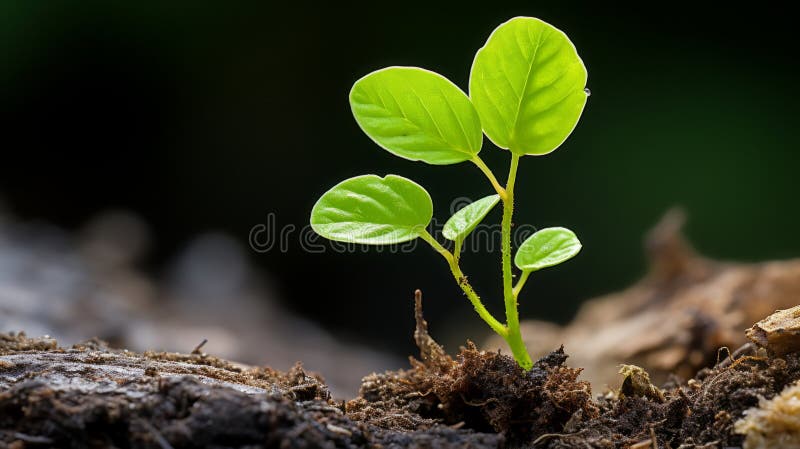 A Small Green Plant is Growing Out of the Ground Stock Illustration ...