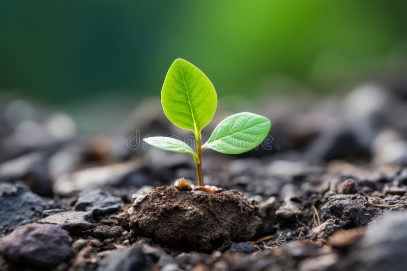 A Small Green Plant Sprouting from the Ground Stock Illustration ...