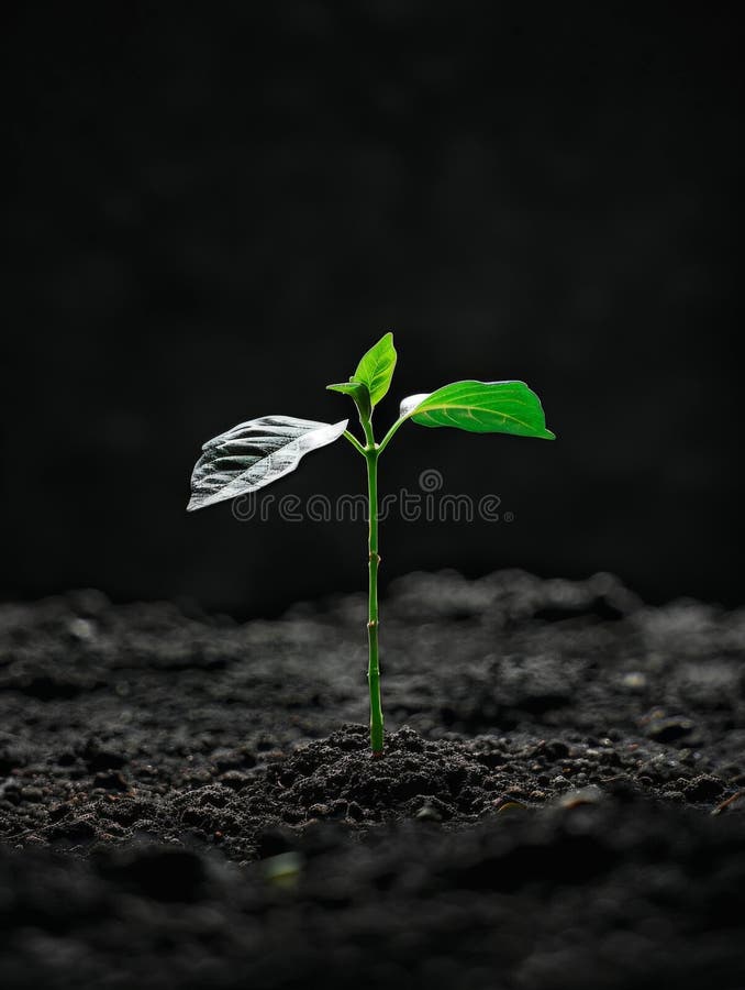 Small Green Plant Sprouting from the Ground Stock Illustration ...