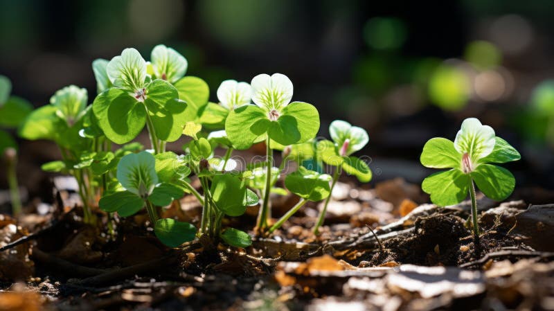 Small Green Plants Growing in the Forest Stock Illustration ...