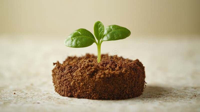 A Small Green Seedling Sprouting from Soil. Stock Image - Image of ...