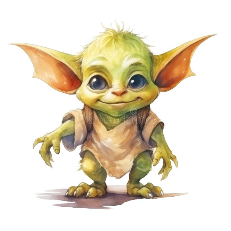 A Small Green Creature with Large Ears and Claws Stock Image ...