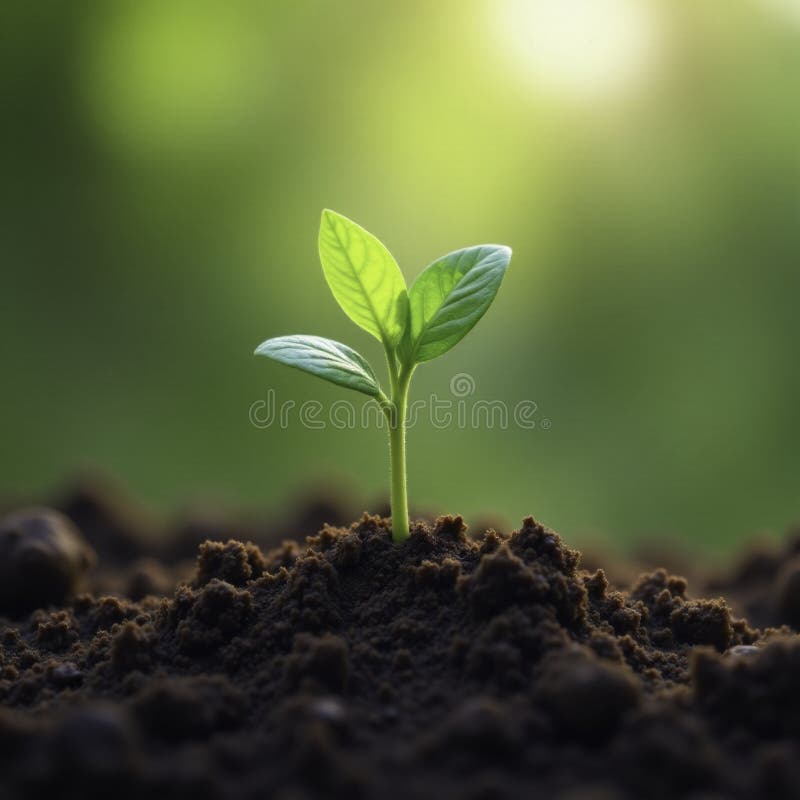 Small Green Sprout with Roots Growing Out of the Ground, Soil ...