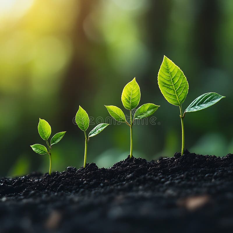 Small Green Sprouts Growing from Soil Stock Image - Image of leaf ...