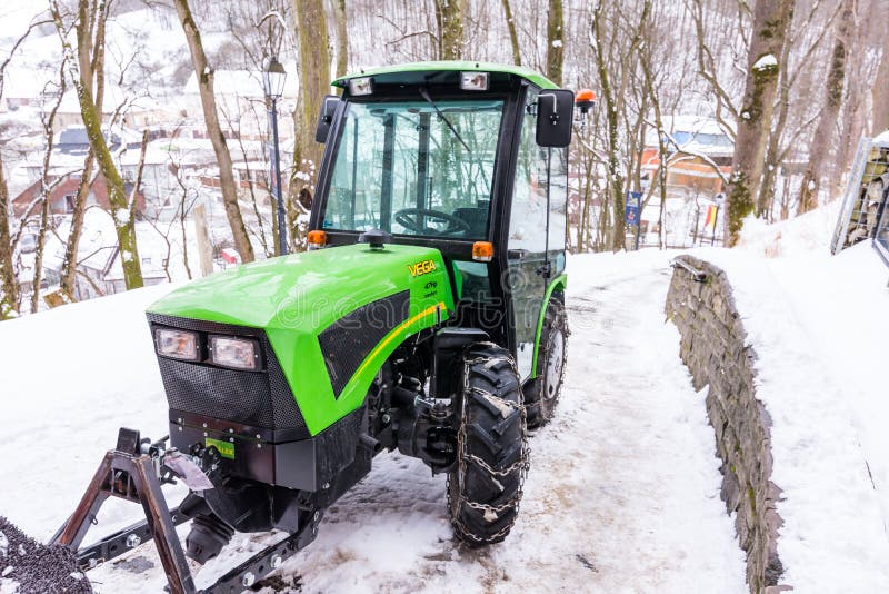 A Green Tractor with a Seed Drill in a Stubble Field Editorial Stock ...