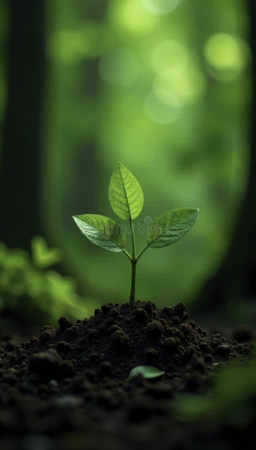 Small Green Tree Growing Out of the Thick Jungle Ground, Growth ...