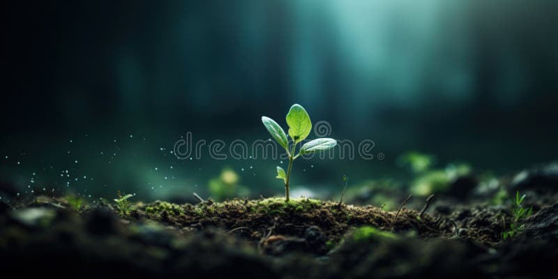 Small Green Tree Seedling Growing in Forest Stock Illustration ...