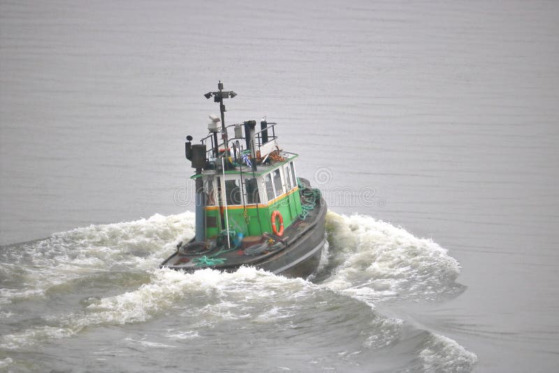 Small Green Working Tug Boat Stock Photo - Image of exterior, small ...