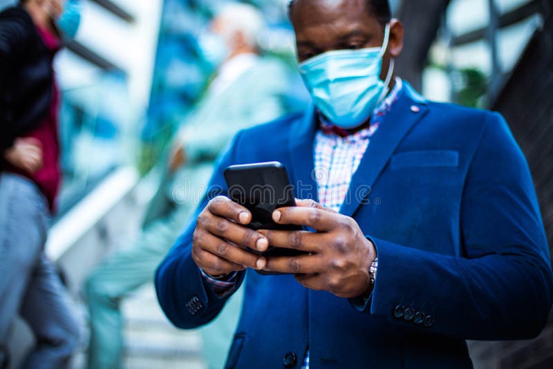 Small Group of Business Men with Protective Mask on Face Stock Image ...