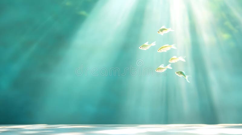 A Small Group of Fish Swims Gracefully through Turquoise Water ...