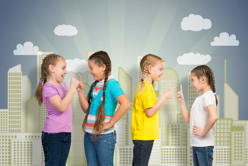 Small group of girls stock photo. Image of positive, children - 34166614