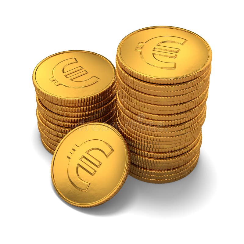 Small Group of Gold Euro Coins on White Stock Illustration ...