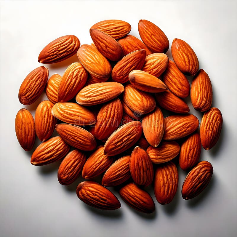 A Small Group of Whole Almonds on White Surface Stock Illustration ...