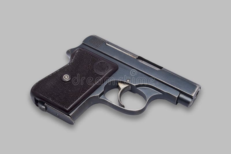Small Gun on Neutral Background Stock Image - Image of gray, criminal ...