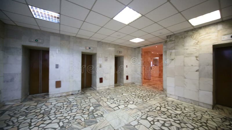 Small Hall with Doors To Elevators in Office Stock Footage - Video of ...