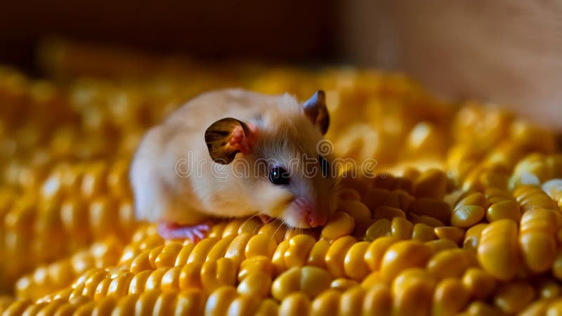 Small Hamster is Sitting on a Pile of Corn Stock Footage - Video of ...