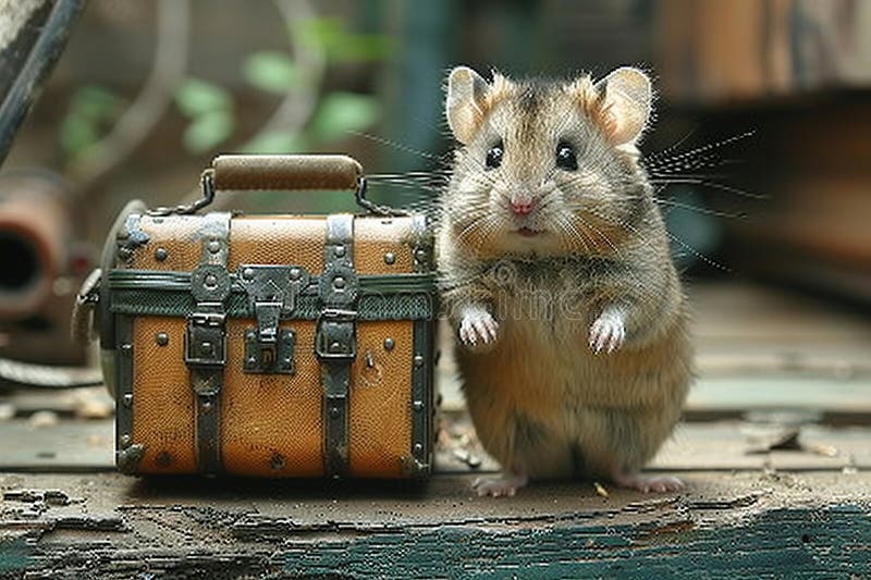 Cute Hamster with a Suitcase Stock Illustration - Illustration of gray ...