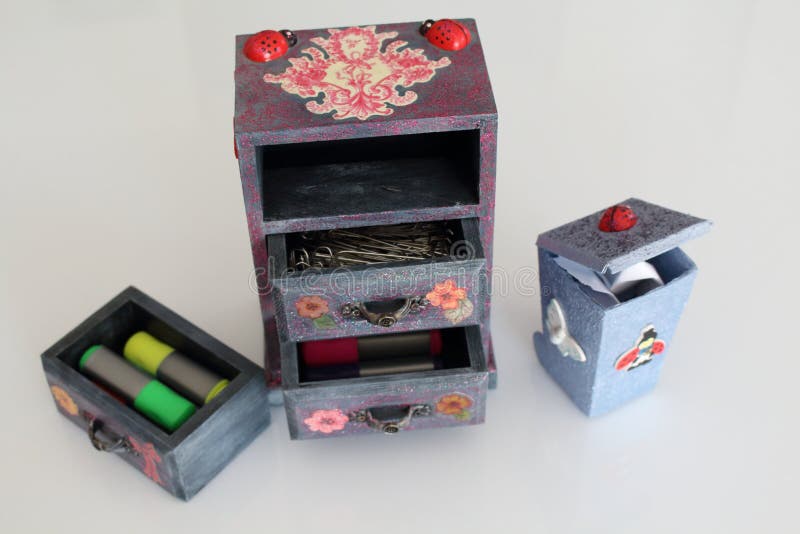 A Small Hand-made Waste Bins Decoupaged with Ladybug and Butterfly ...