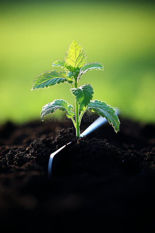 A Small Hand Tool Rests beside a Newly Prepared Garden Bed, Emphasizing ...