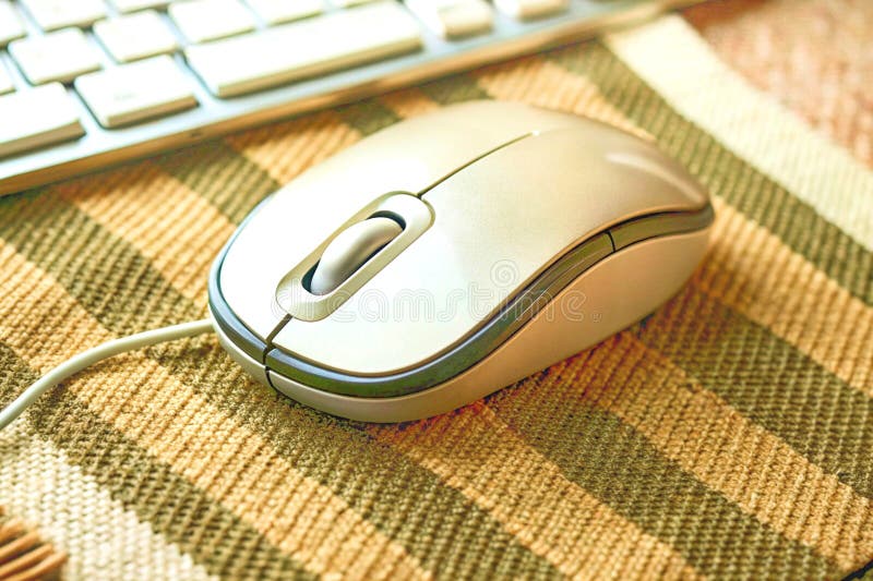 One Click. Mouse for Computer on Striped Mouse Pad Stock Illustration ...