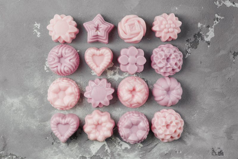 The Small Handmade Soap is Laid Out in the Form of a Square in Even ...